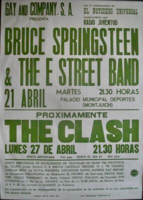 BRUCE SPRINGSTEEN THE CLASH BARCELONA 1981 concert poster 27.5x39.5 ...