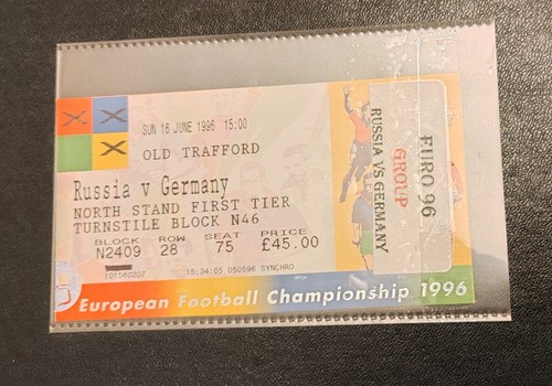 Manchester United FC Match Ticket Euro 1996 Germany V Russia @ Old ...