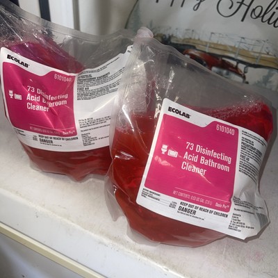 ECOLAB 73 DISINFECTING ACID BATHROOM CLEANER 6101040. Lot Of 2. 2 Liter ...