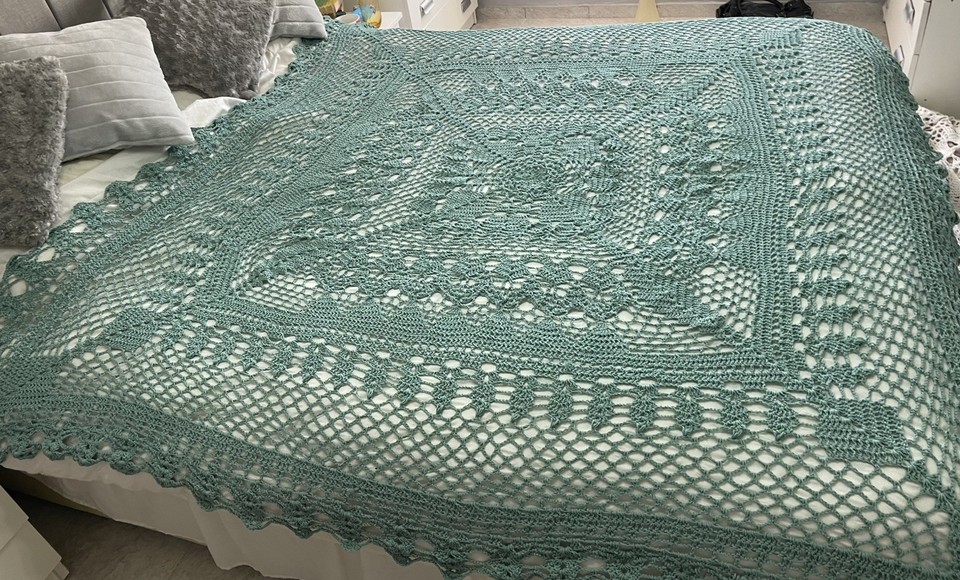 Handmade Crochet Bedspread Blanket Throw | eBay UK
