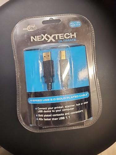 Nexxtech 6ft. Hi-Speed USB 2.0 Gold Plated Cable,12A08, G18-0000030-02 ...