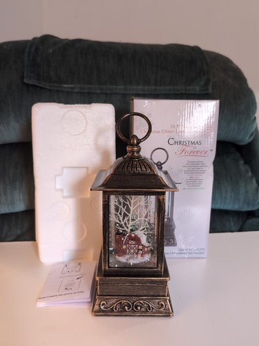 Christmas Is Forever 10.5" Santa & Friends Swirling Glitter Lantern w ...