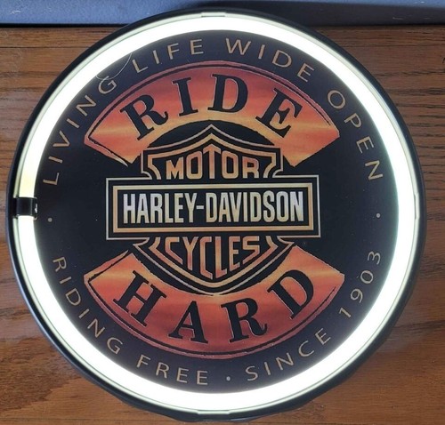 Harley Davidson Motor Cycles Ride Hard sign Home Decor led man cave ...