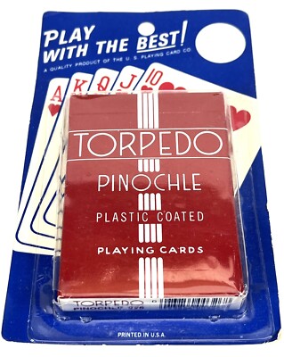Vintage Torpedo Pinochle Playing Cards Deck Plastic Coating NOS SEALED ...