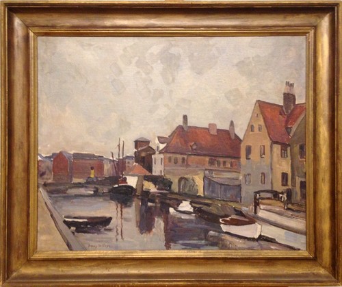Hans H. Toft (1902-1977): SMALL CANAL HARBOR | eBay