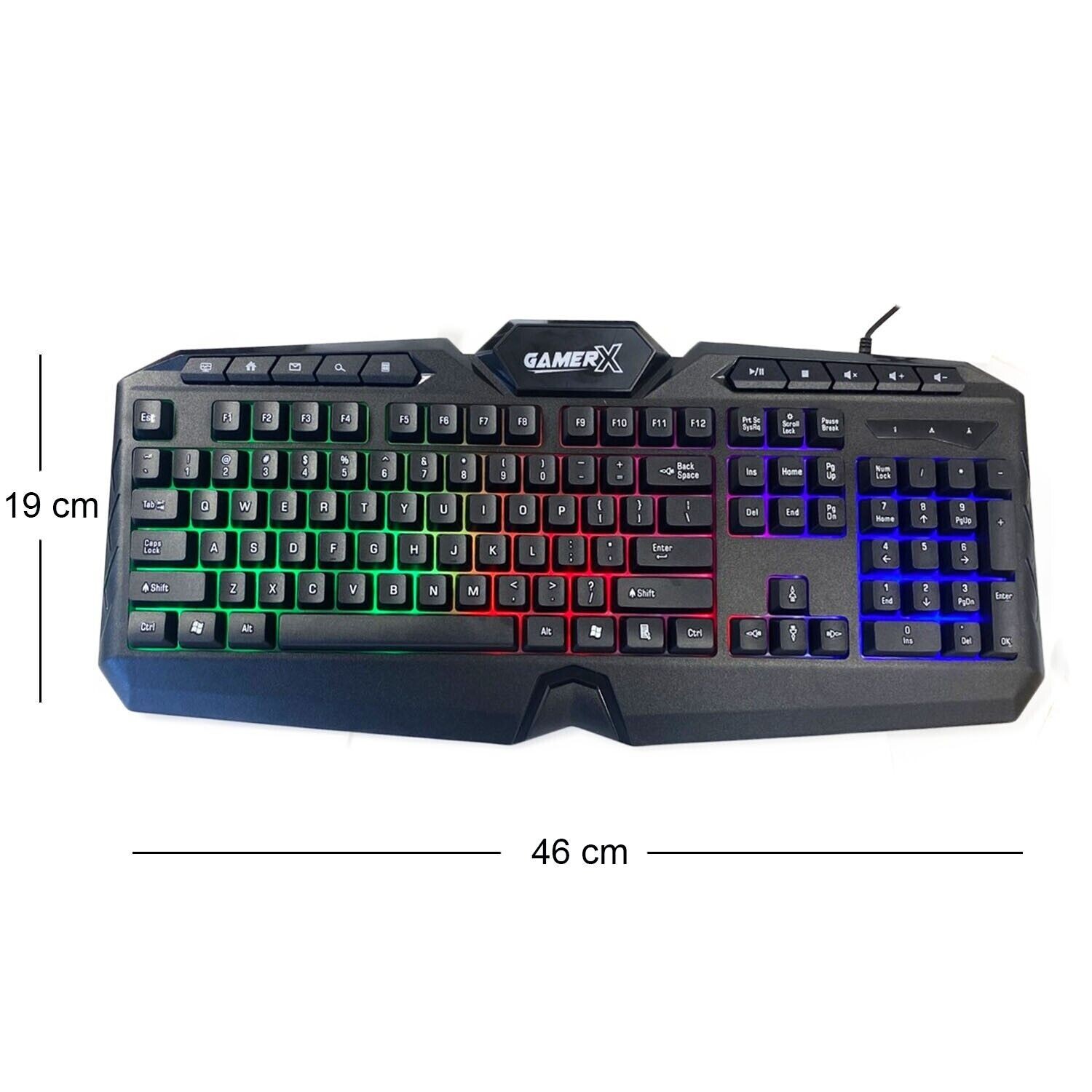 RGB LIGHT UP GAMING KEYBOARD LED USB Illuminated For Laptop PC Xbox ...