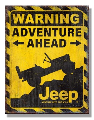 Jeep Warning Adventure Ahead Metal Sign Man Cave Garage Decor 12.5 x 16 ...