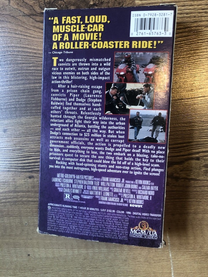 Fled (VHS, 1996) Laurence Fishburne, Stephen Baldwin, Salma Hayek ...