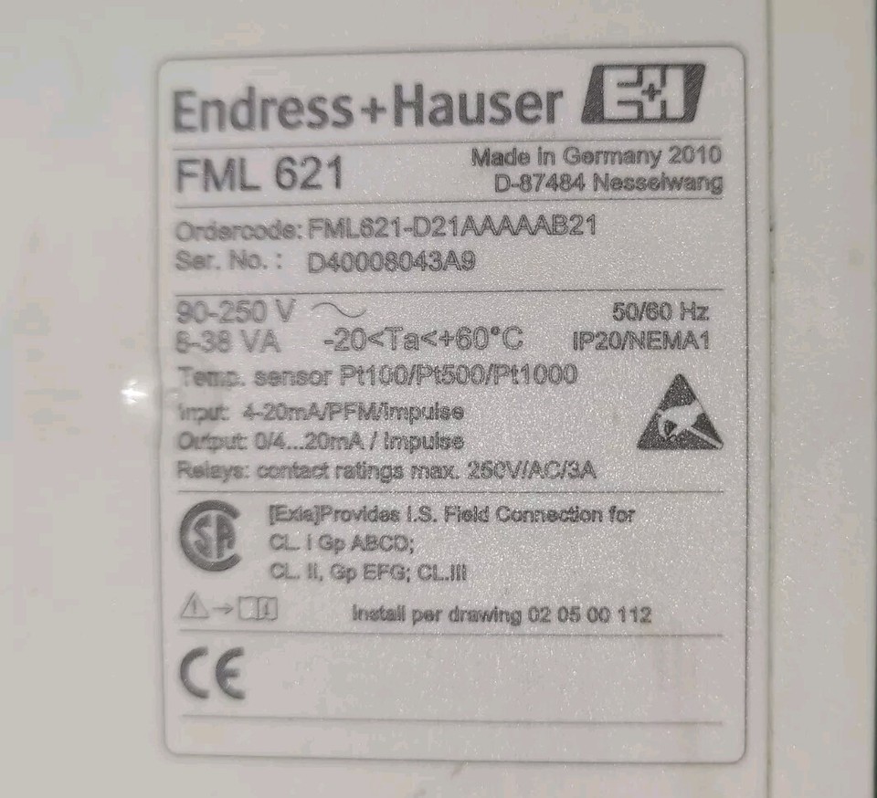 Endress+Hauser FML621 Vibronic Density Calculator 24V | eBay