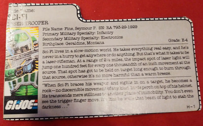 Hasbro GI Joe Sci-Fi File Card 1986 | eBay