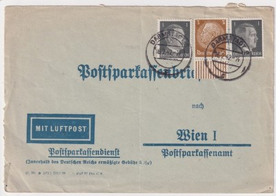 WW2 Austrian Postal Savings Cover from DARMSTADT Germany Hitler Stamps ...
