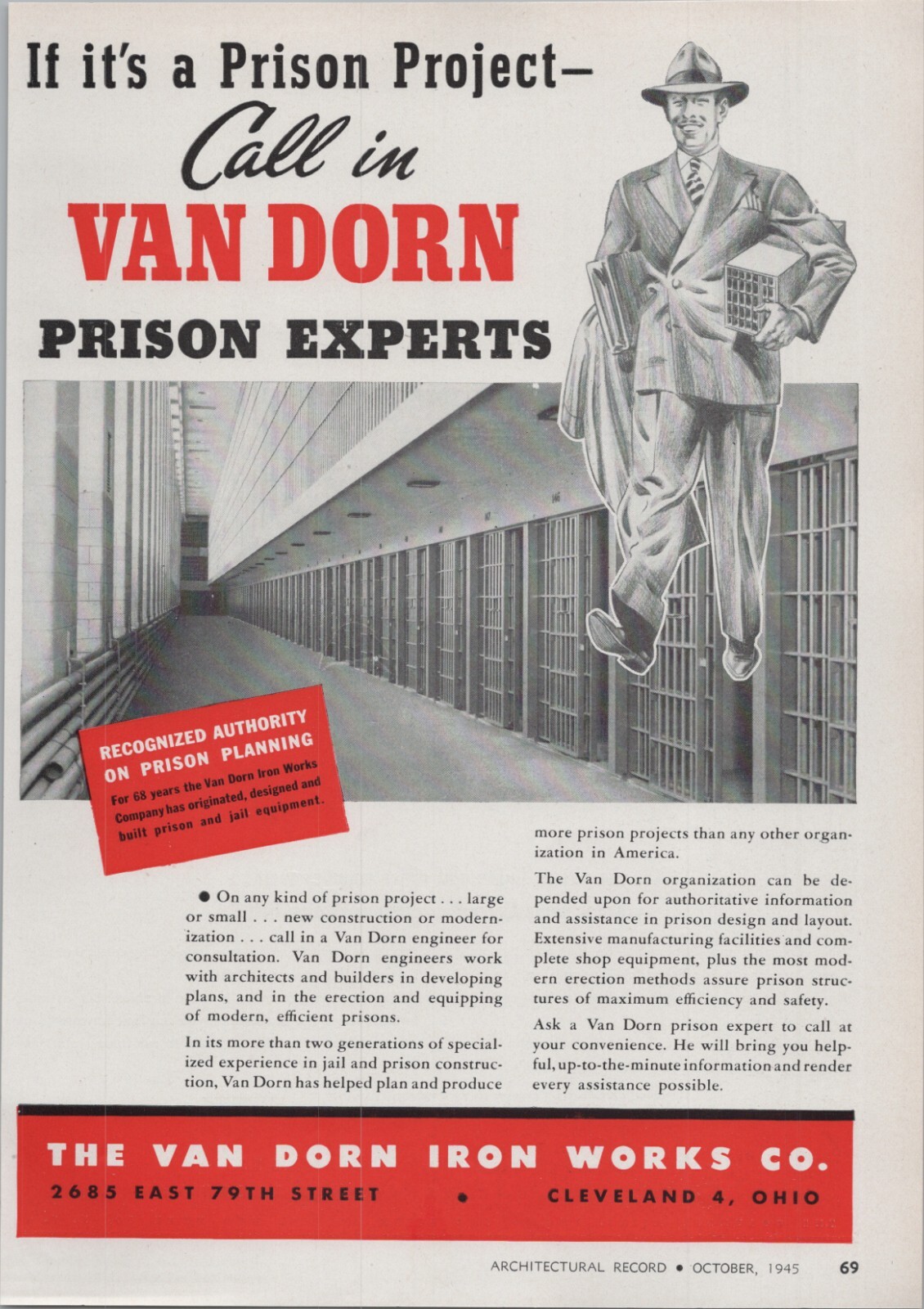 1945 Print Ad * Van Dorn Iron Works Cleveland OH Prison Jail Cell ...