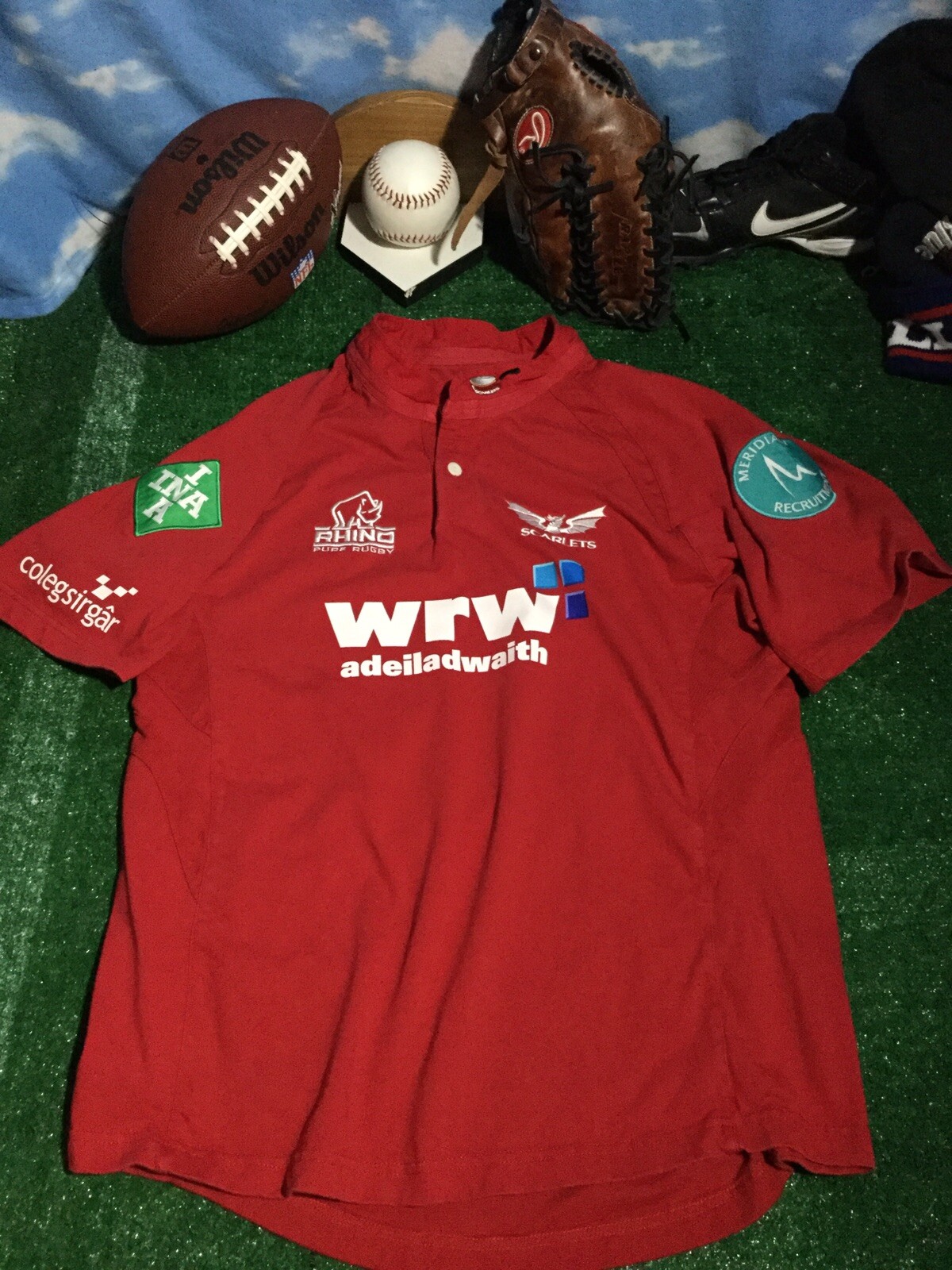 Rare White rhino red Scarletts WRW rugby jersey shirt 2XL XXL C19 | eBay