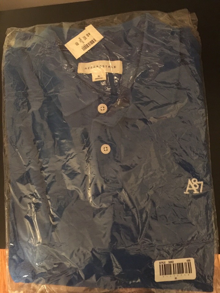 Aeropostale Men Solid Pique Logo A87 Polo Shirt Style 4289 School ...