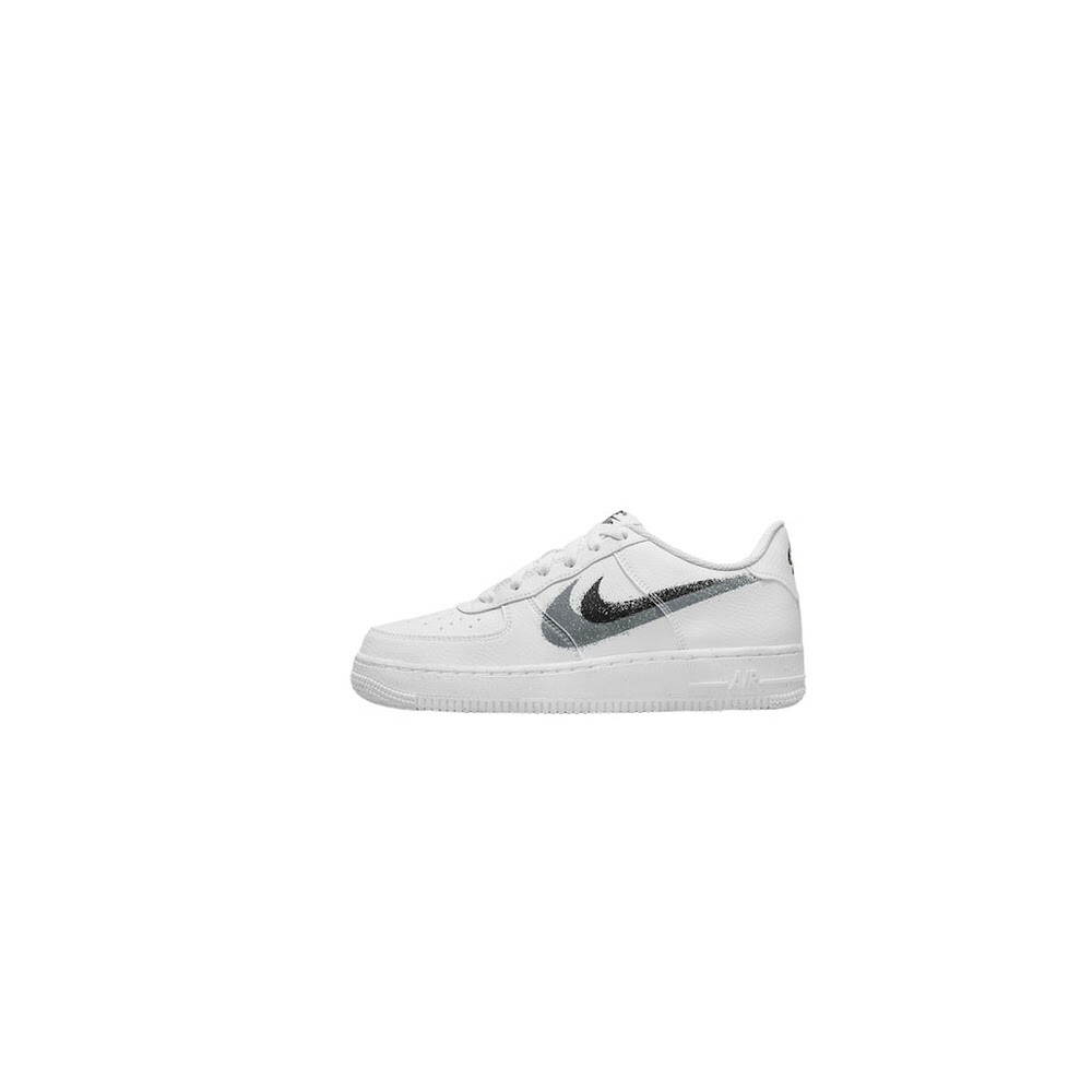 Nike Air Force 1 Low GS Stencil Swoosh Sneakers White Grey FD0694-100 ...