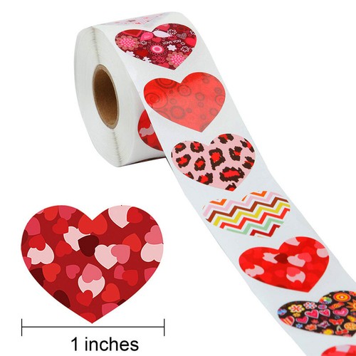 500pcs/roll Love Heart Shaped Label Sticker Scrapbooking Gift Packaging ...