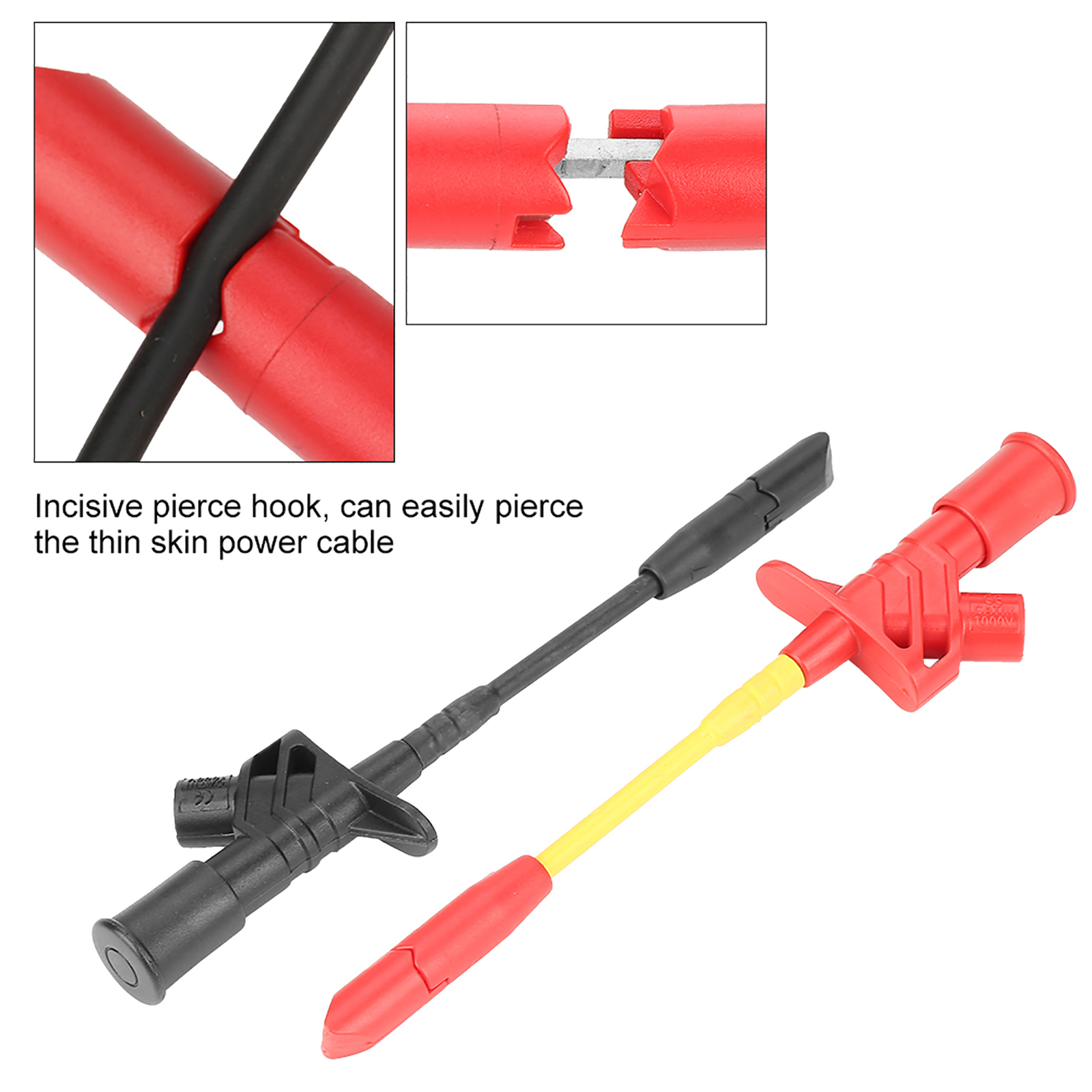 P5005 2x Fully Insulated Test Needle Hook Multimeter Testing Probes 4mm ...