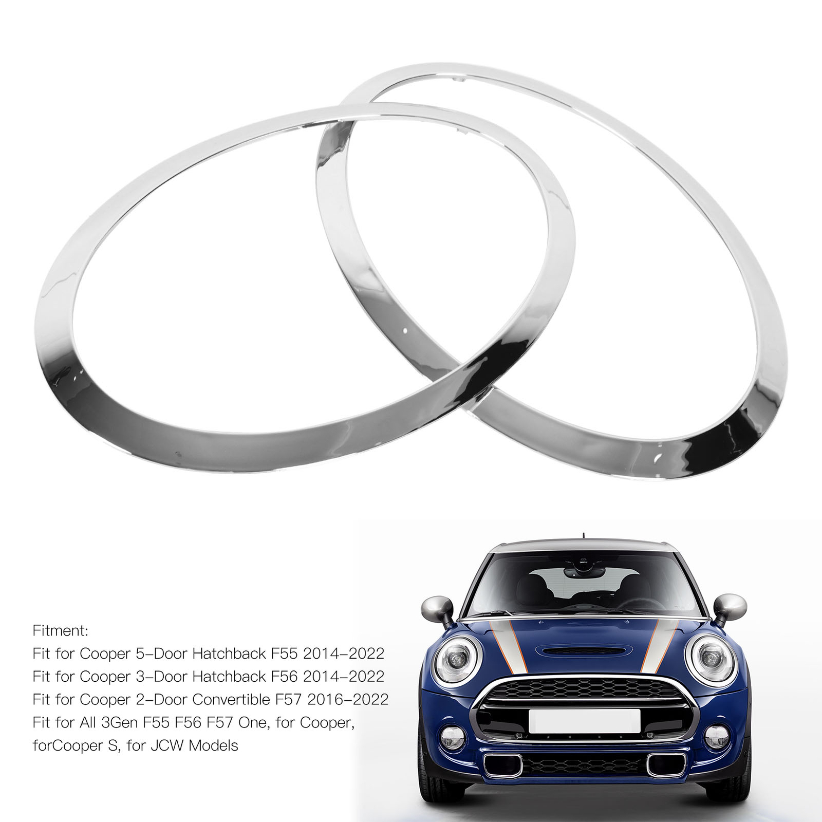 Chrome Headlight Bezel Trim 1 Pair Headlight Trim 51137300632 Left ...