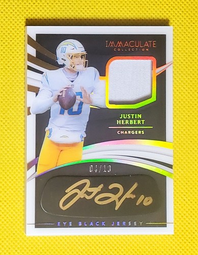 4/10 Justin Herbert 2021 Panini Immaculate Eye Black Gold On Card Auto ...