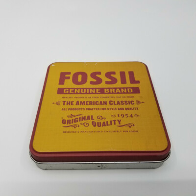 Fossil Authentic Empty Tin Metal Box Size 5 X 4.5 X 1 | eBay