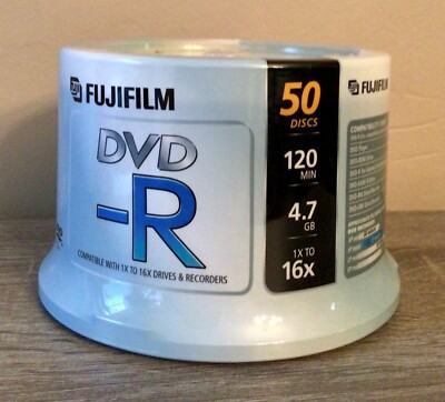 FUJIFILM DVD-R 50 Discs 120 Min, 4.7GB, 16X Videos, Photos, Music ...