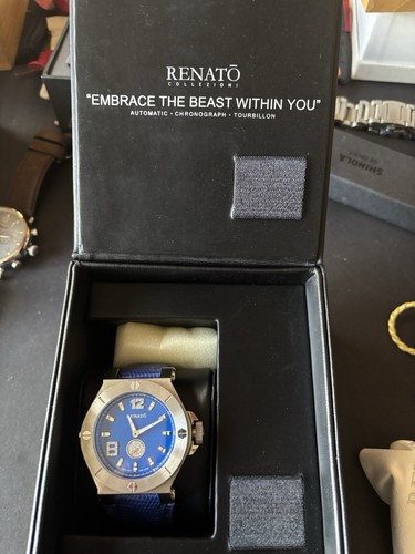 “Renato Collezioni " Diamond Second Sub Dial Blue Watch . Men Leather ...