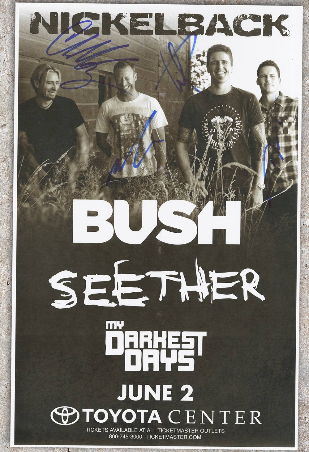 Nickelback autographed concert poster 2012 | eBay