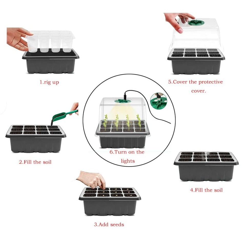 Seed Start-up Germination Tray Set, 6 Trays of 72 Cells, and six Plant ...