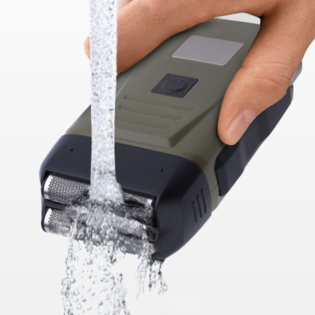 Men Beard Razor Waterproof LCD Display Professional Tool (Army Green ...