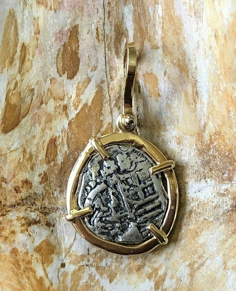 ATOCHA Coin Pendant 14k Yellow Gold Treasure Coin Jewelry | eBay