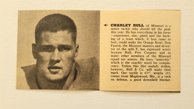 Charley Bull University of Missouri 1954 Football YB Player Panel ...