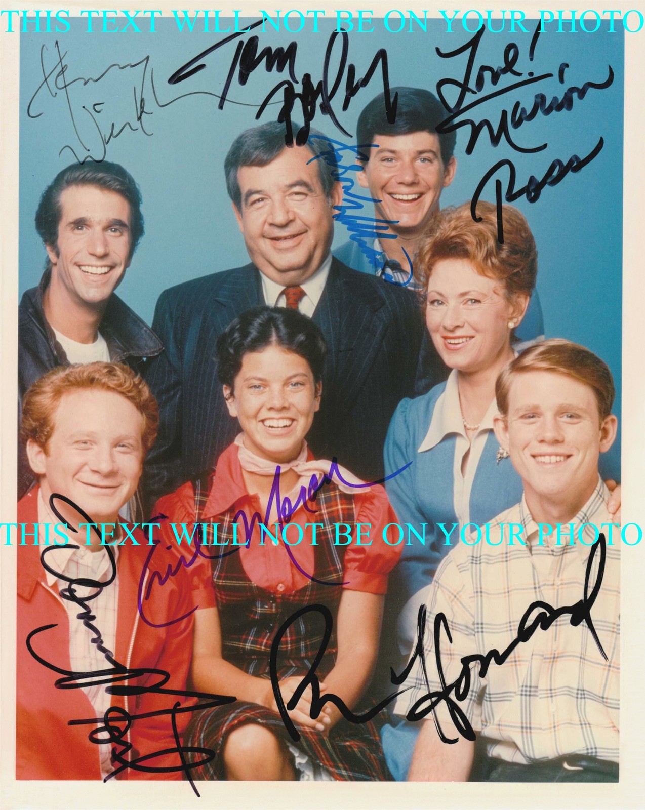 HAPPY DAYS FULL CAST SIGNED 8x10 RPT PHOTO BY 7 ERIN MORAN THE FONZ ...