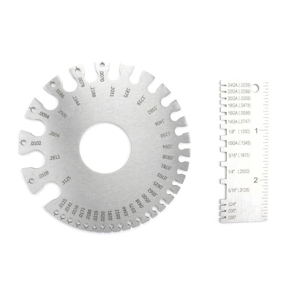 2PCS Stainless Steel Sheet Gauge Thickness Gage Measuring Wire Gauge US ...