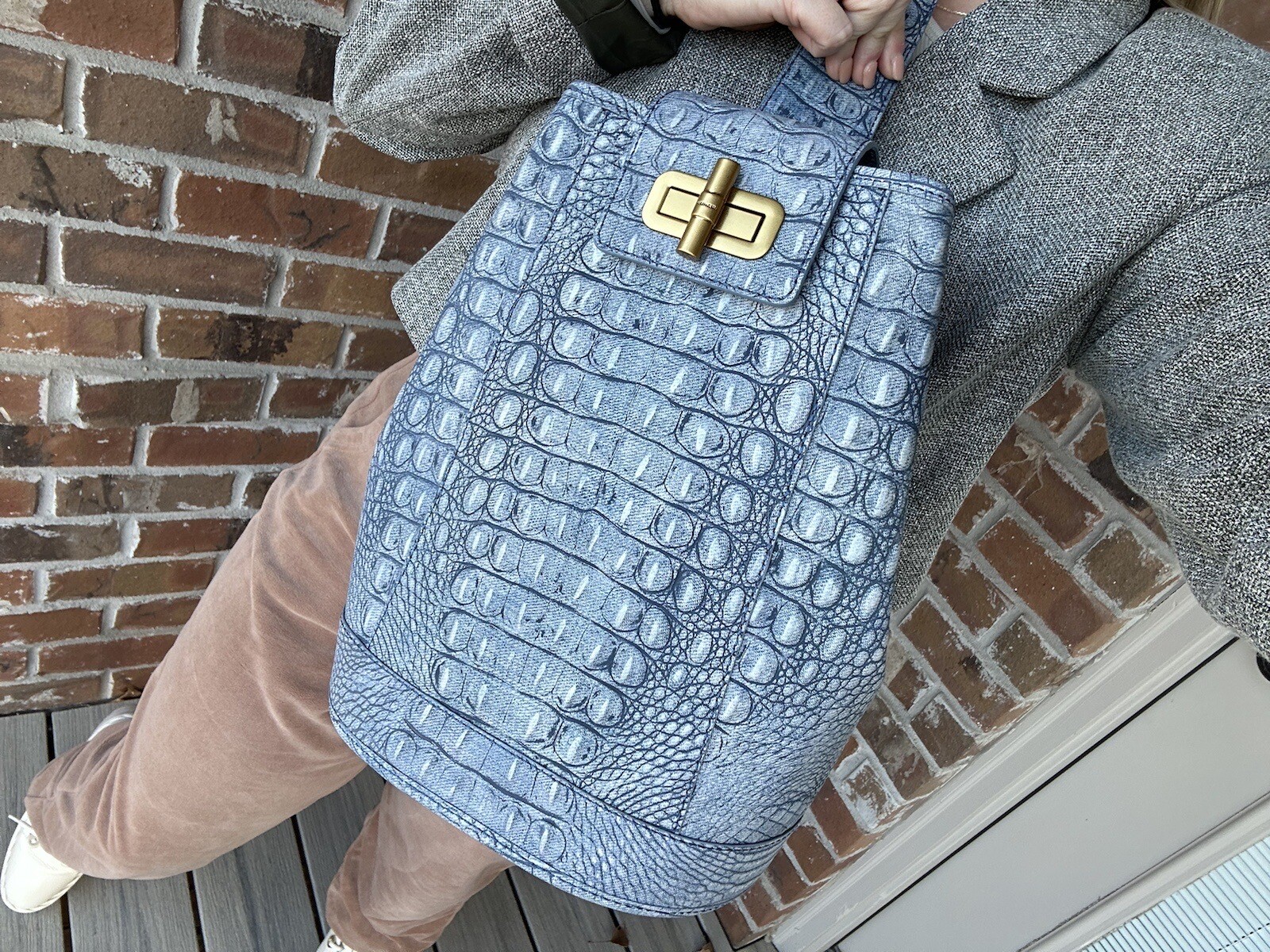 NWT Brahmin Handbag Maddie Sling Back Light Denim Tetra Backpack | eBay