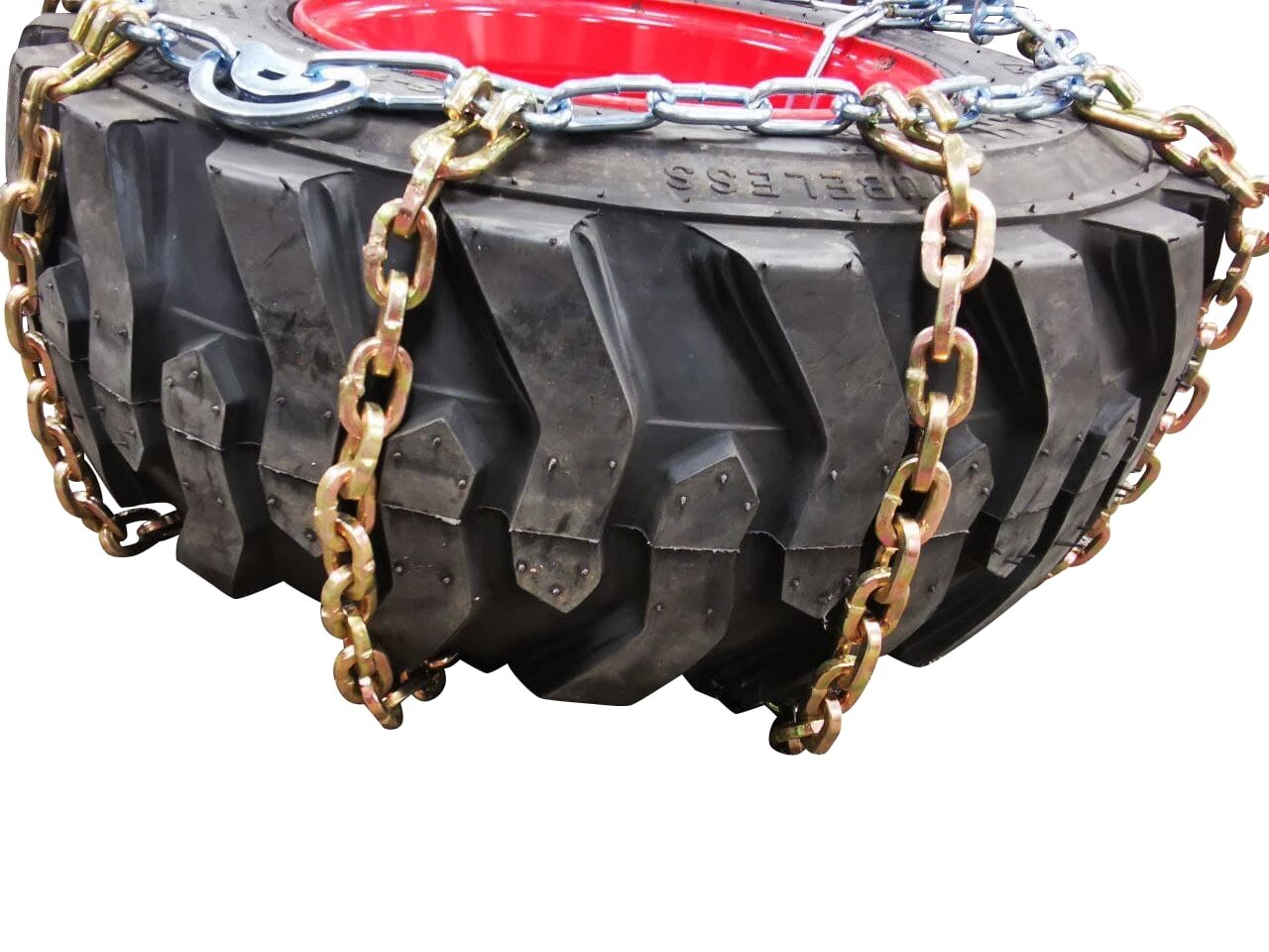 NEW (2) HEAVY DUTY SKID STEER TIRE CHAIN 12x16.5 8MM SQUARE LINK BOBCAT ...