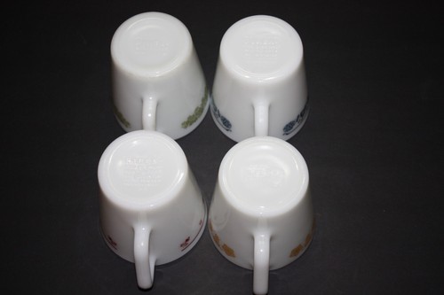 Vintage - Corning - Pyrex - Set of 4 Mugs - 4 Patterns - Milk Glass ...
