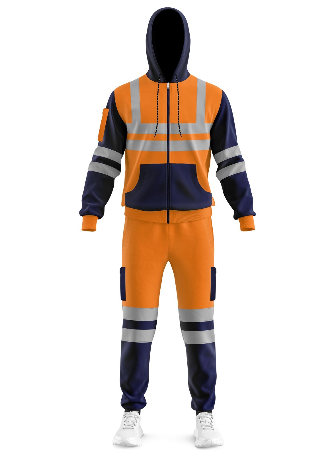 Mens Hi Vis Viz Hooded Zip Up Tracksuit Tracksuit High Visibility ...