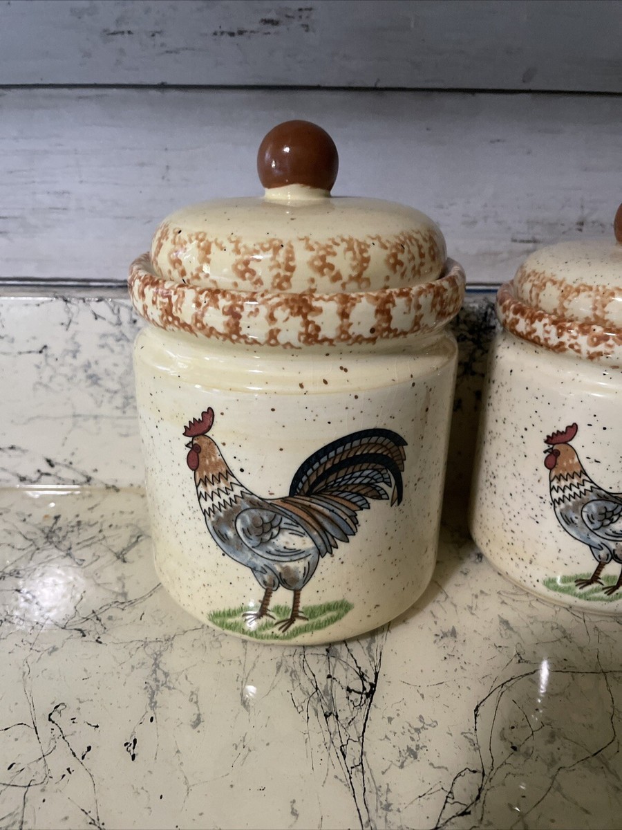Rooster Kitchen Canisters Mid Century Rooster Kitchen Canisters Set
