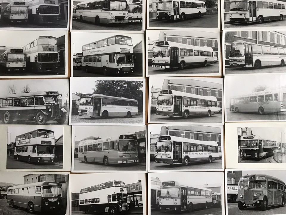 Collectors Box Of 63 Bus & Tram Photographs B&W & Colour BURNLEY ...