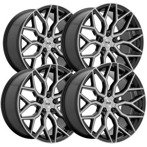 (Set-4) Niche M262 Mazzanti 22x10 5x120 +30mm Black/Brushed Wheels Rims ...