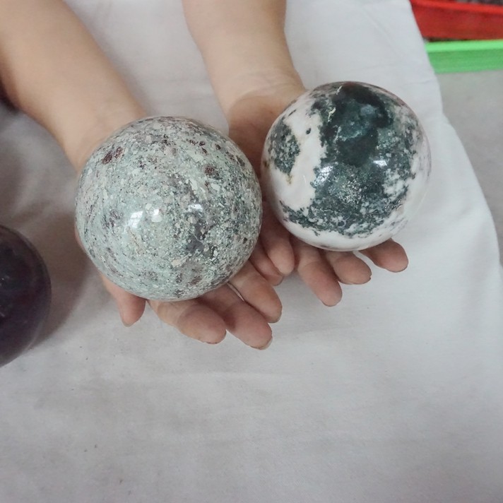 10.9LB 6 Natural Moss Agate Carnelian Quartz Crystal Geode Sphere Ball ...
