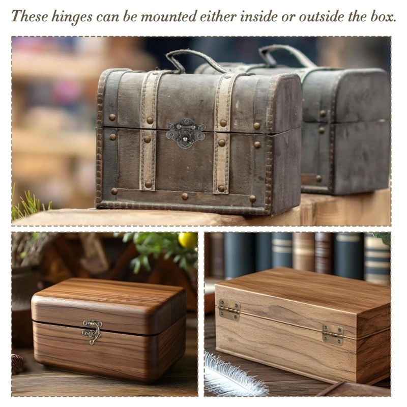 Antique Bronze Lock Hinge Set with Screws for Wooden Jewelry Box ...