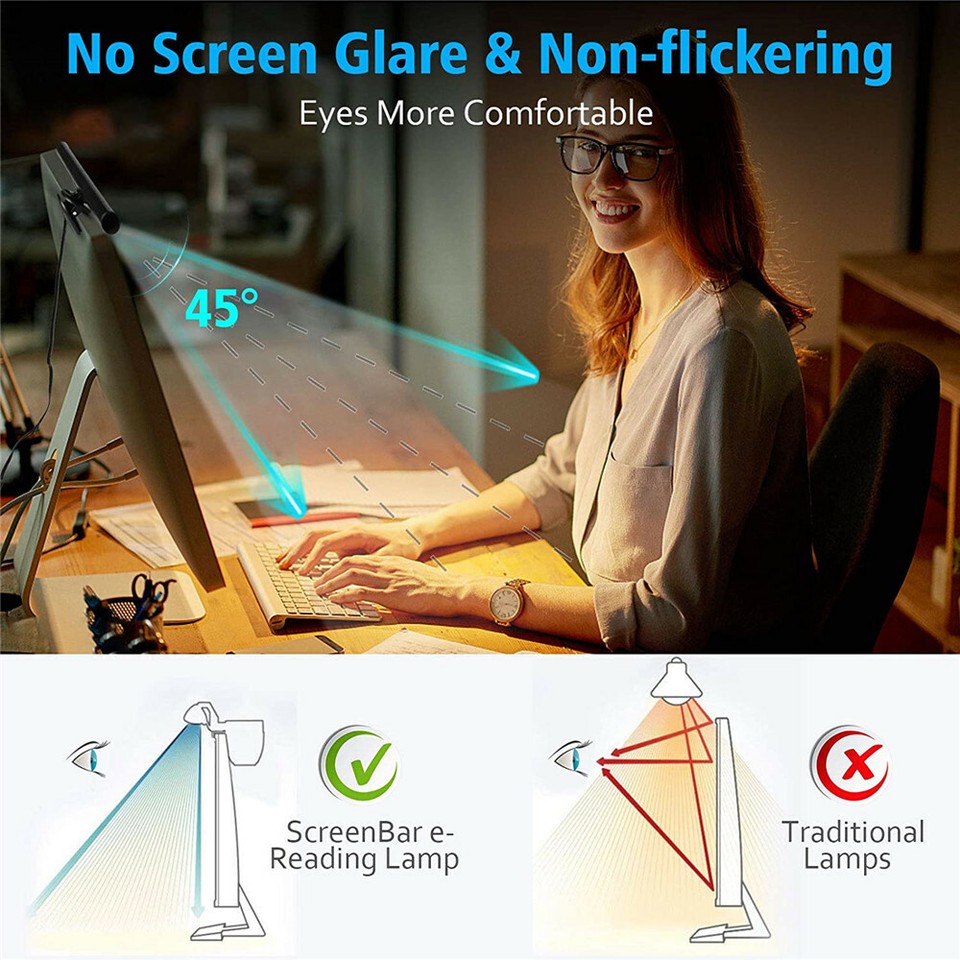 LED Screen Bar Light USB Computer Monitor Eye-Caring Reading Desk Lamp ...