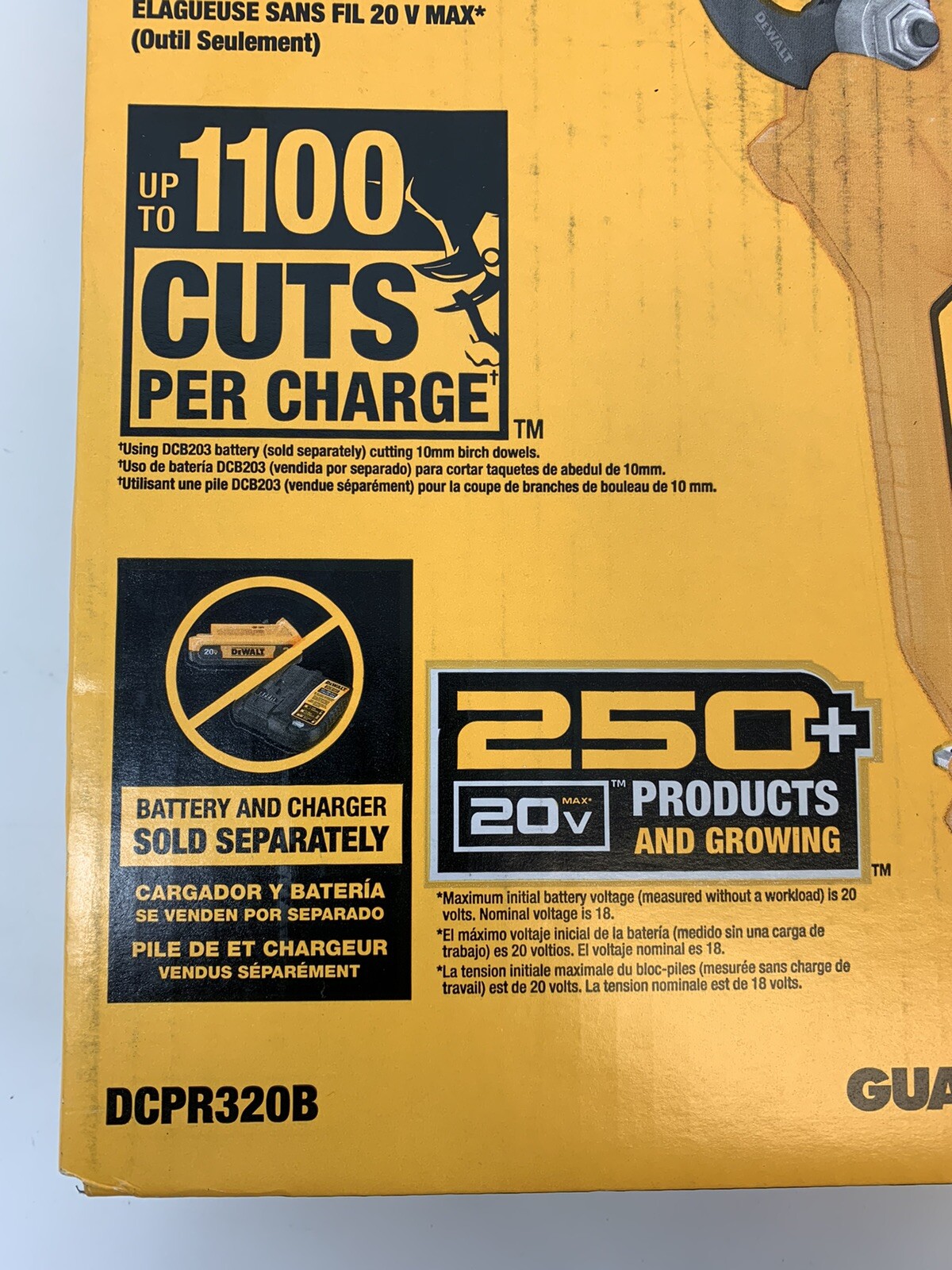 DEWALT DCPR320B 20V MAX 1.5" Cordless Pruner - Yellow for sale online ...