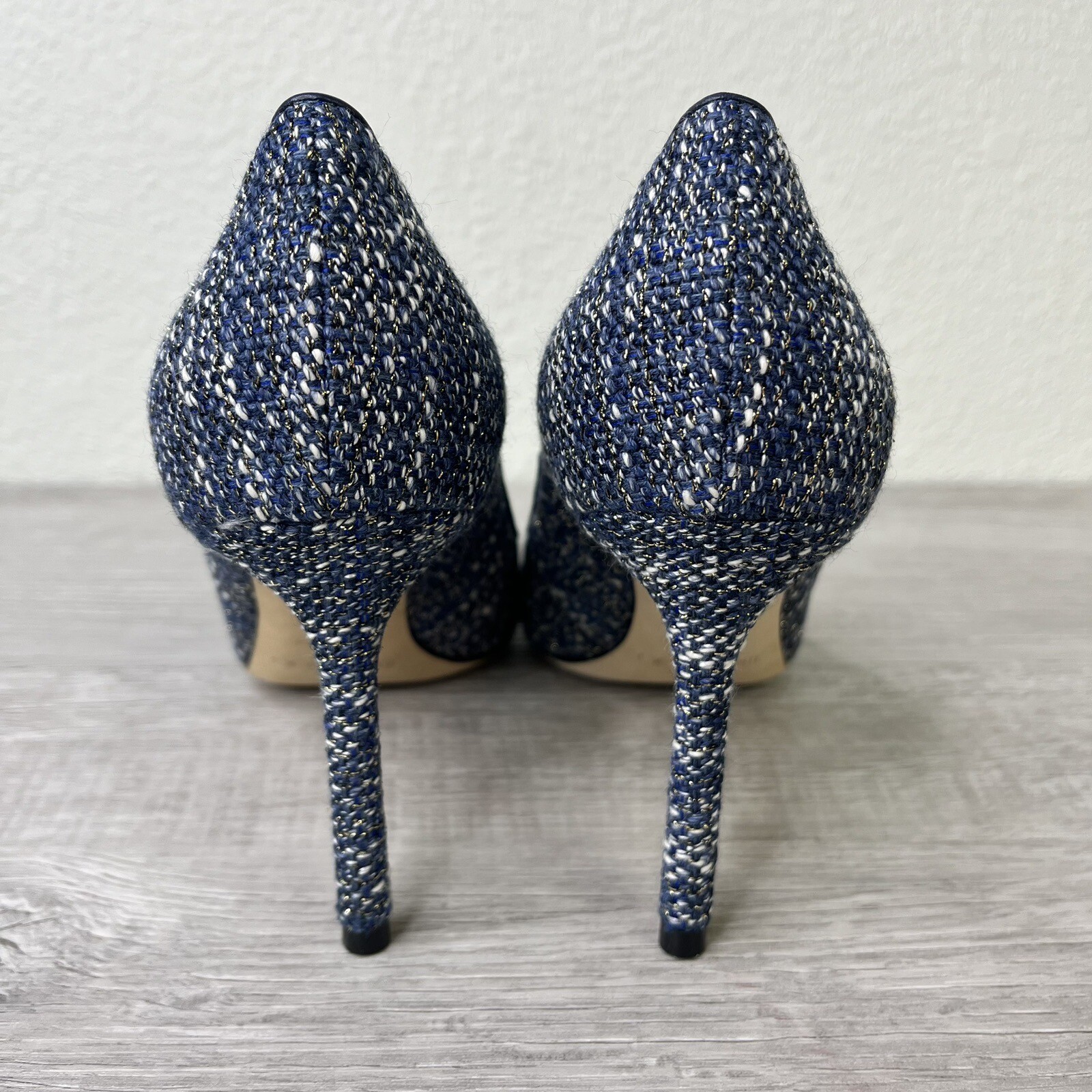 Jimmy Choo Women's 'Romy' 85 Navy Metallic Tweed Poin… - Gem