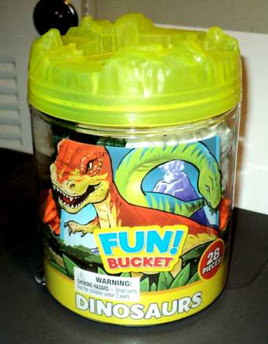 FUN BUCKET Dinosaurs: BRAND NEW: 28 Pieces: Easy Carry Handle: Age 3 ...