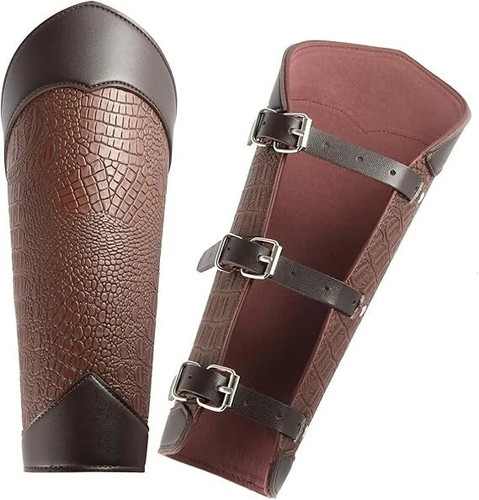 Long Style Knights Leather Battle Arm Guard Bracers Medieval Armor Costume | eBay