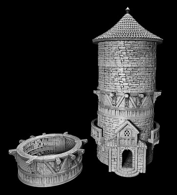 3D Printed Modular Wizard Tower Terrain 28mm DnD Pathfinder Fantasy ...
