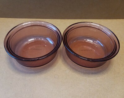 Vintage Visions Corning Ware Set of (2) Cranberry Glass 1-Pt Bowls No ...