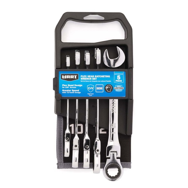HART 5-Piece Flex Head Ratcheting Wrench Set Metric Wrenches for sale ...